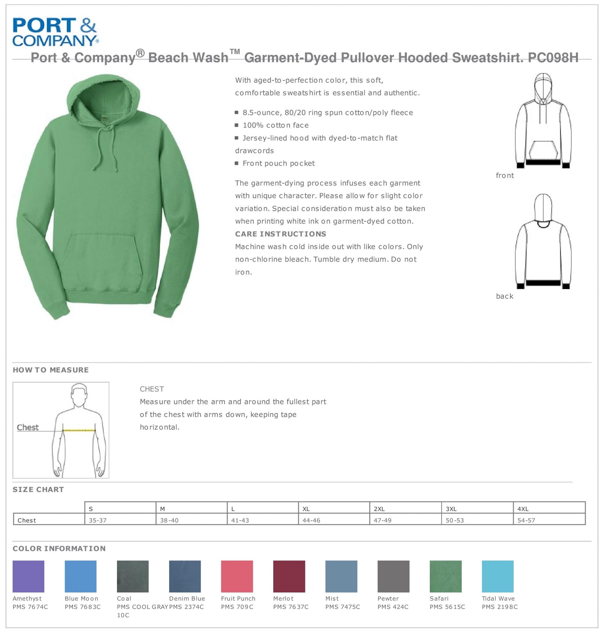 Port & Company Pigment-Dyed Pullover Hooded Sweatshirt - Promotional ...